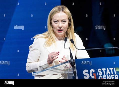 Rome Italy 12th May 2023 Italian Premier Giorgia Meloni Delivers