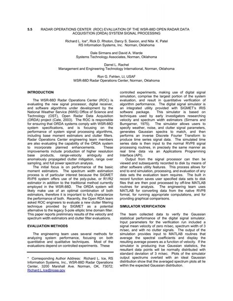 EVALUATION OF THE WSR 88D OPEN RADAR DATA ACQUISITION