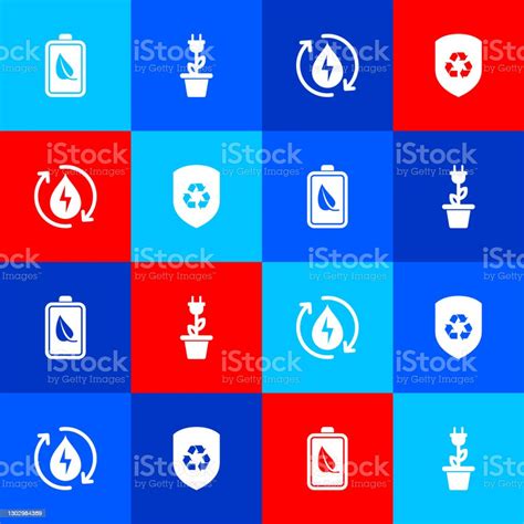 에코 자연 잎과 배터리를 설정 냄비에 전기 절약 플러그 깨끗한 아쿠아와 내부 방패 아이콘을 재활용 벡터 0명에 대한 스톡 벡터 아트 및 기타 이미지 Istock