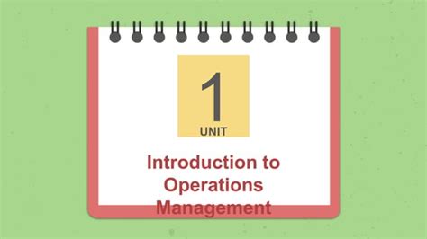 Unit I Introduction To Operations Management Pptx