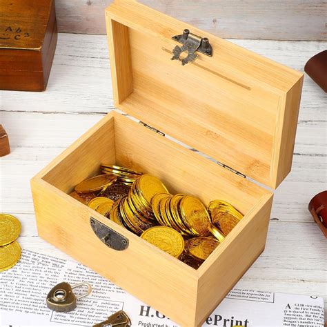 Alcancía De Madera Caja De Almacenamiento Vintage Con Cerradura Y