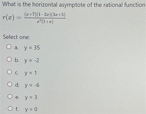Solved What Is The Horizontal Asymptote Of The Rational Chegg