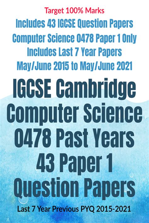 Igcse Cambridge Computer Science 0478 Past Years 43 Paper 1 Question Papers
