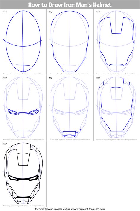 How To Draw Iron Mans Helmet Iron Man Step By Step