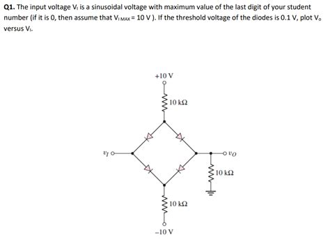 Solved Q The Input Voltage V Is A Sinusoidal Voltage With Chegg