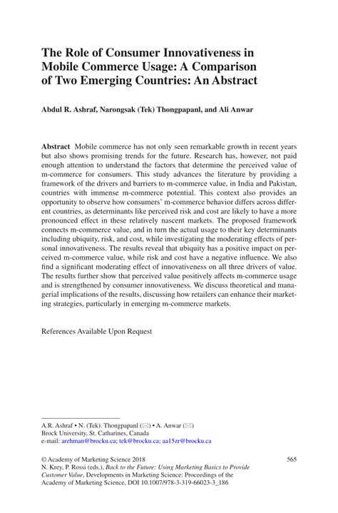 Pdf The Role Of Consumer Innovativeness In Mobile Commerce Usage A Comparison Of Two Emerging