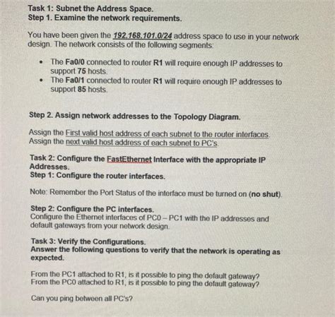 Solved Task 1 Subnet The Address Space Step 1 Examine The