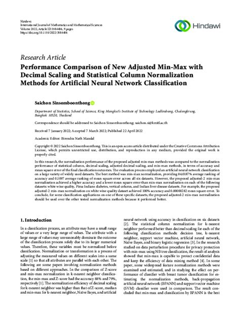 Pdf Performance Comparison Of New Adjusted Min Max With Decimal