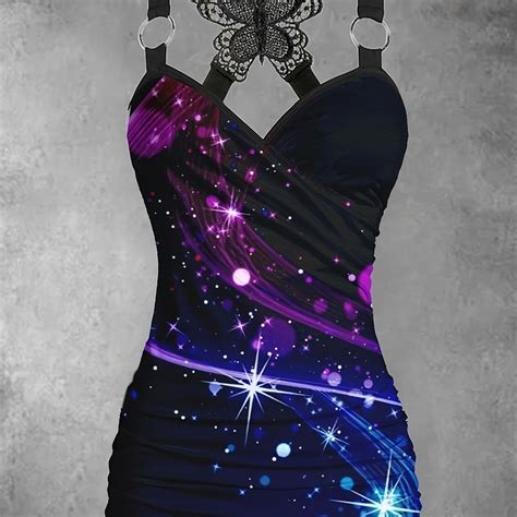 Temu｜plus Size Pattern Tank Top Casual V Neck Sleeveless Tank Top For