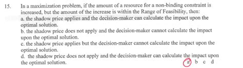 Solved Is Answer A Correct I Believe That For A