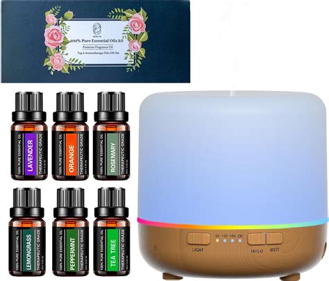 Amazon Com Small Cute 200ml Portable Oil Diffuser Top 6 Essential Oils Set With Adjustable