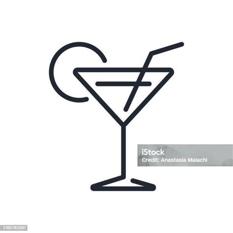 마티니 유리 편집 가능한 획 윤곽선 아이콘 고립 백색 배경 평면 벡터 일러스트 레이 션 완벽한 픽셀 64 엑스 64 0명에 대한 스톡 벡터 아트 및 기타 이미지 Istock