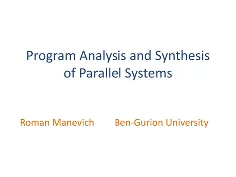 Ppt Program Analysis And Synthesis Of Parallel Systems Powerpoint