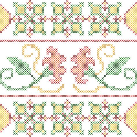 Cross Vector Stitch Embroidery Floral Design For Seamless Pattern Texture 16 Files