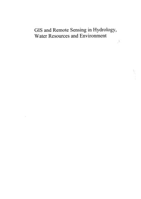 Pdf Gis And Remote Sensing In Hydrology Water Resources And Environment
