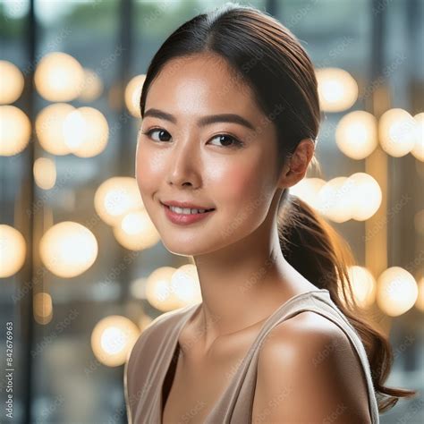 자연스러운 미소를 가진 여성 Stock Illustration Adobe Stock