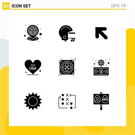 Set Of 9 Modern Ui Icons Symbols Signs For Hardware Computer Arrow Usa Love Editable Vector