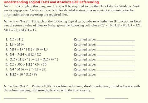 Solved For Each Of The Following Logical Tests Indicate