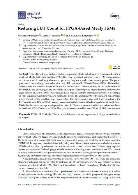 PDF Reducing LUT Count For FPGA Based Mealy FSMs