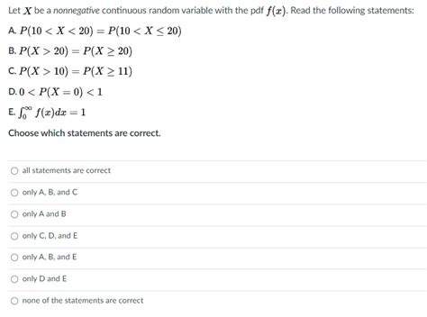 solved let x be a nonnegative continuous random variable