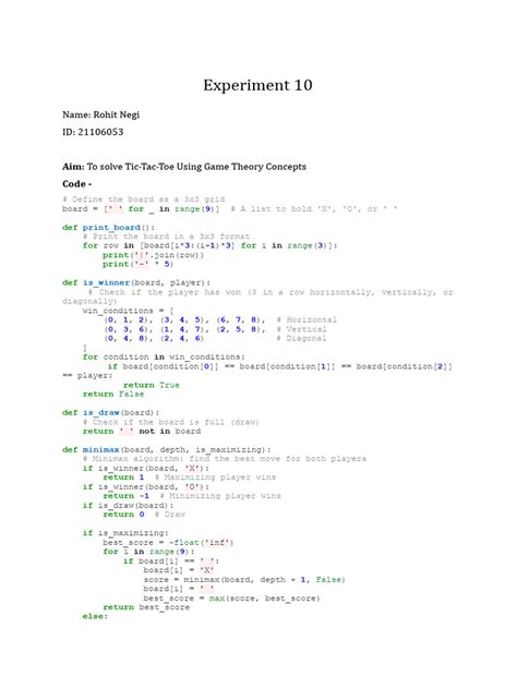 Game Theory Lab Experiment 10 Pdf Theoretical Computer Science