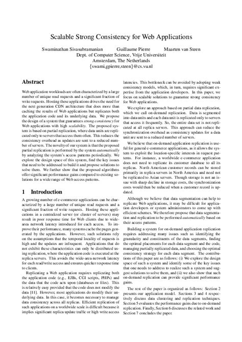 Pdf Scalable Strong Consistency For Web Applications