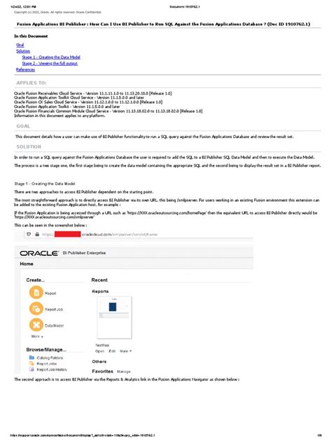 How Can I Use Bi Publisher To Run Sql Against The Fusion Applications