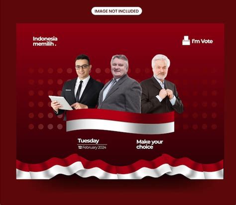 インドネシア大統領選挙 2024 背景バナー ポスター テンプレート プレミアムベクター