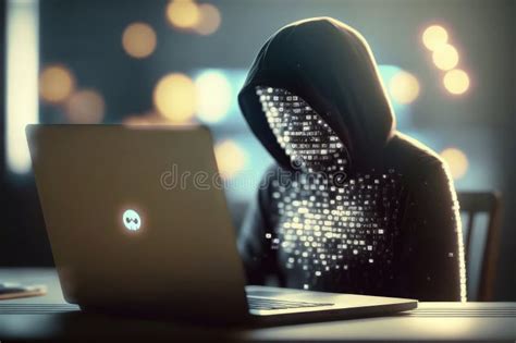 Dangerous Digital Hacker Breaks Into Data Server Dark Atmosphere Stock Illustration