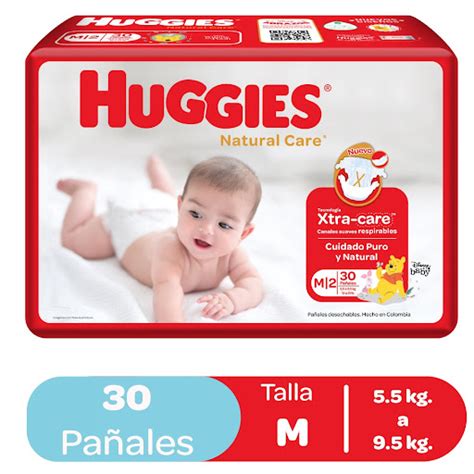 Pañal Huggies Natural Care M Talla M Etapa 2 30 Unidades