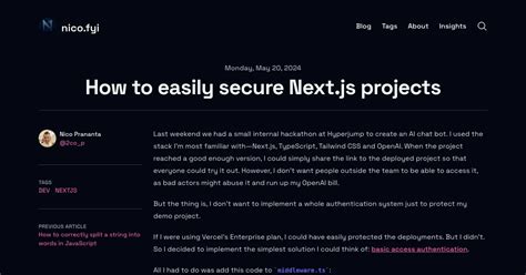 How To Easily Secure Nextjs Projects Nicos Blog