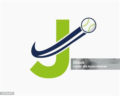 초기 편지 J 야구 로고 개념 움직이는 야구 아이콘 벡터 템플릿 Championship에 대한 스톡 벡터 아트 및 기타 이미지 Championship