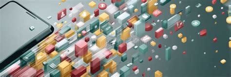 Stylized Smartphone Displays Explosion Colorful Icons Notifications Showcasing Digital