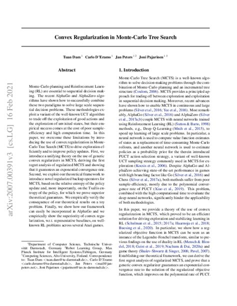 pdf convex regularization in monte carlo tree search