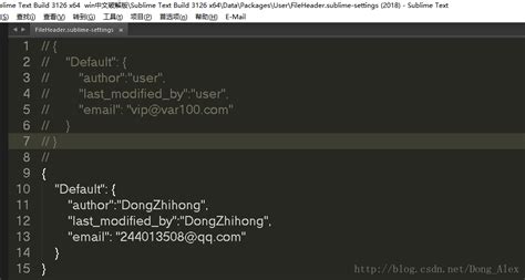 sublime 设置新建文件自动添加author 作者 等文件头信息 sublime 自定义作者信息 csdn博客