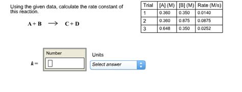 Solved Using The Given Data Calculate The Rate Constant Of Chegg
