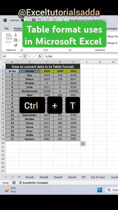 how to convert data into table format in microsoft excel excelshorts