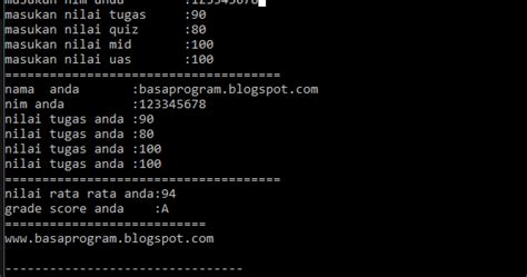 Program Menghitung Nilai Akhir