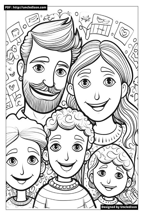 색칠공부도안 귀여운 캐릭터 가족 엄마 아빠 어른 어르신 색칠도안 Pdf