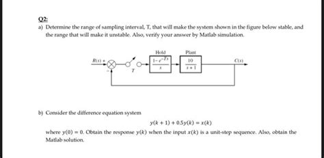 solved q2 a determine the range of sampling interval t
