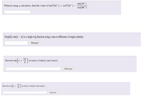 Solved Without Using A Calculator Find The Value Of Chegg Com