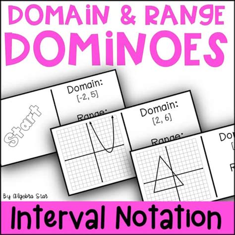 Writing Domain And Range In Interval Notation Domino Activity By Algebra Star