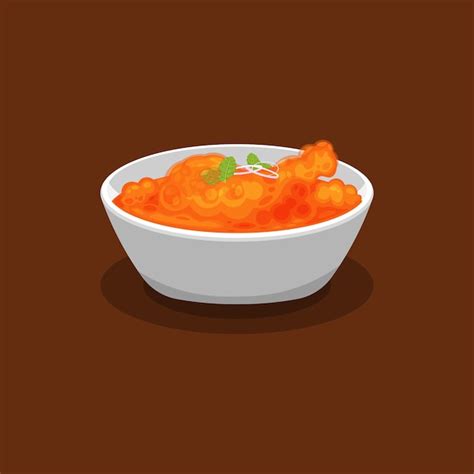 만화 스타일의 버터 치킨 카레 배경 디자인 프리미엄 벡터