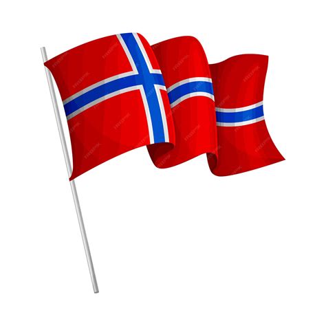 premium vector waving flag of norway on pole as country attribute vector illustration