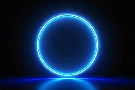 Real Neon Circle Blue Neon Ring On Black Background Neon Background