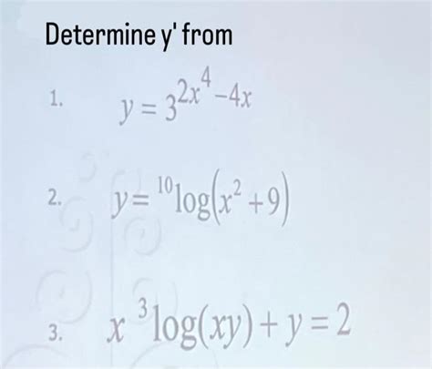 solved determine y from 1 2 e 3 y 3219 4 10log x²