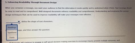 solved 5 enhancing readability through document design when