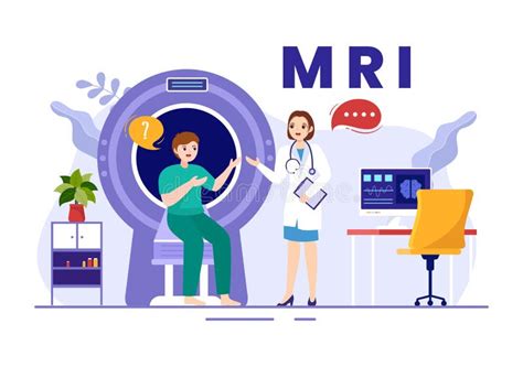 Mri Or Magnetic Resonance Imaging Illustration With Doctor And Patient