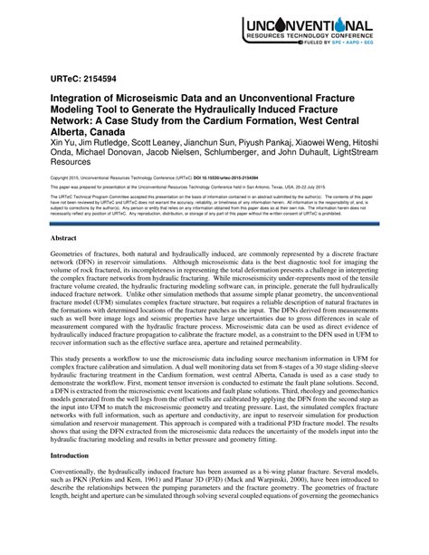Pdf Integration Of Microseismic Data And An Unconventional Fracture Modeling Tool To Generate