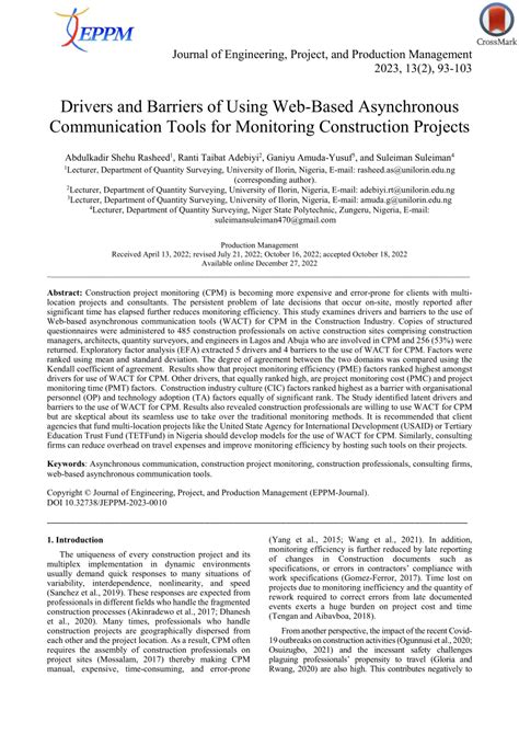 Pdf Drivers And Barriers Of Using Web Based Asynchronous Communication Tools For Monitoring